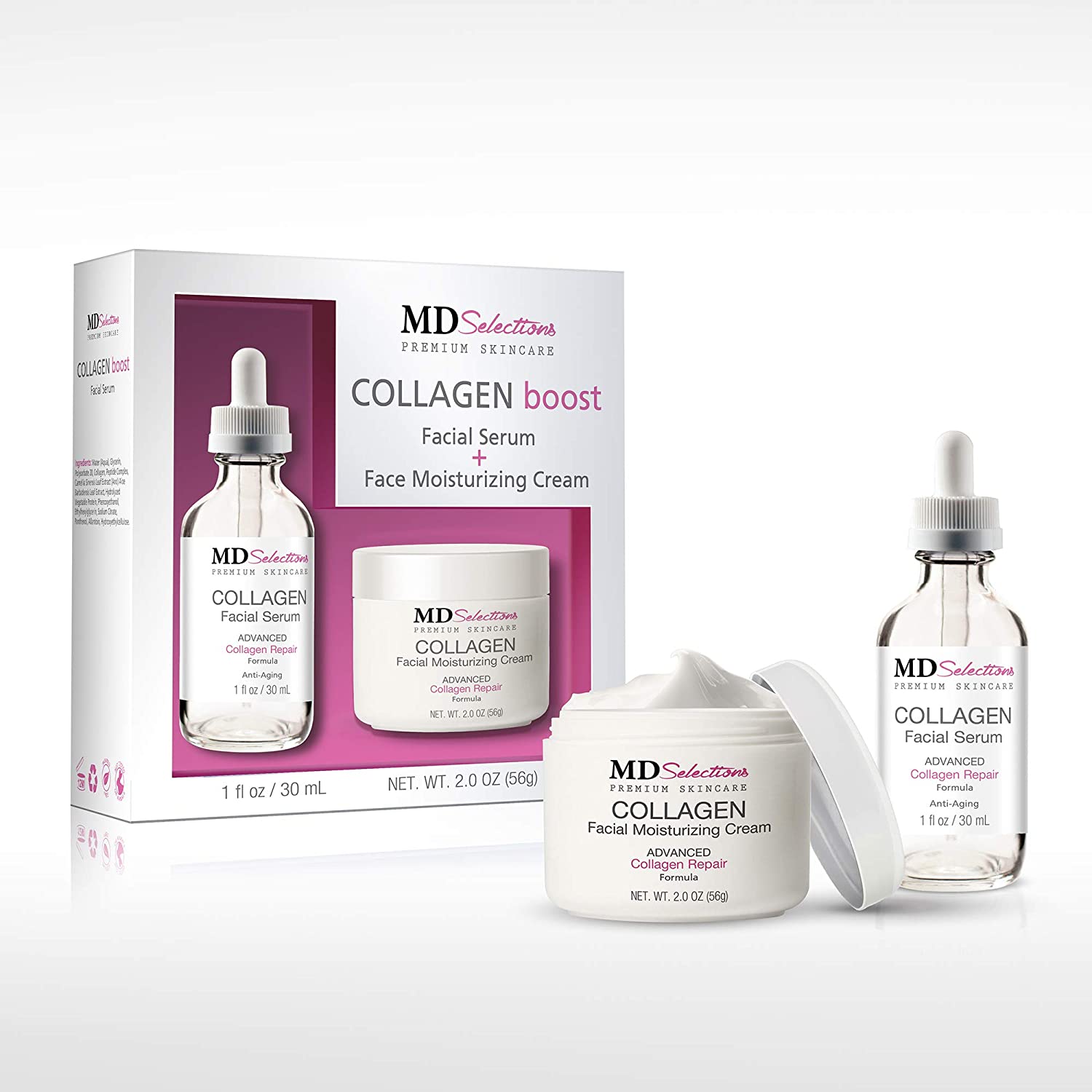 MD Selections Collagen Serum + Cream Kit Firming with Green Tea & Pept ...